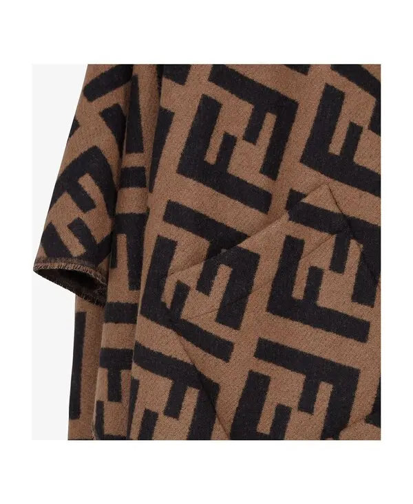 Fendi Ff Motif Fringed Poncho