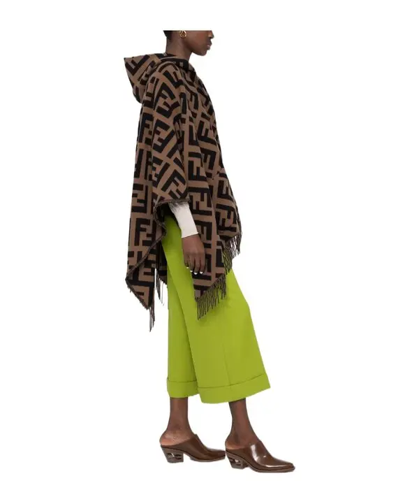 Fendi Ff Motif Fringed Poncho