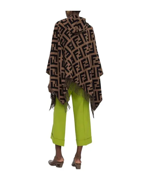 Fendi Ff Motif Fringed Poncho