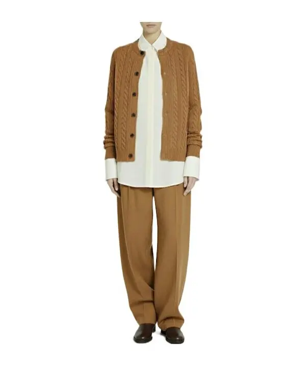 THE ROW Knit Wool Cardigan With Ribbed Detailing