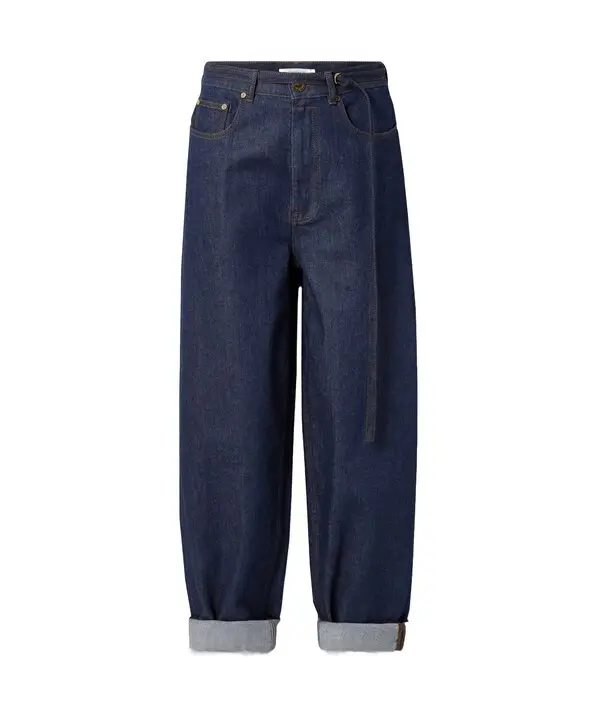 Zimmermann Illuminate Belted High-rise Barrel-leg Jeans - Black