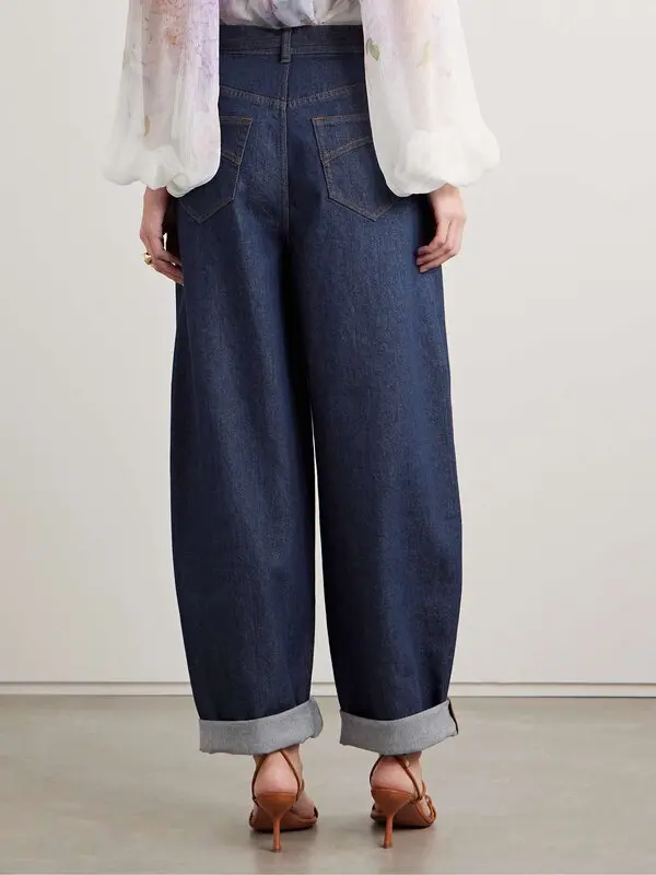 Zimmermann Illuminate Belted High-rise Barrel-leg Jeans