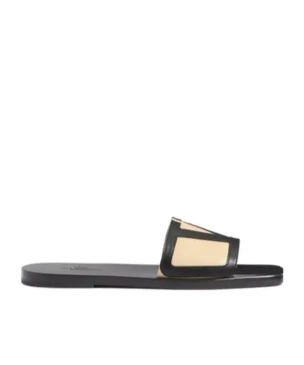 Valentino Garavani Vlogo Signature Square Open Toe Sandals - Butter/black