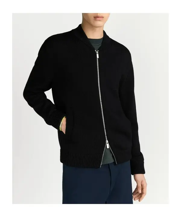 Dior Wool Knit Bomber Jacket With Ribbon Embroidery