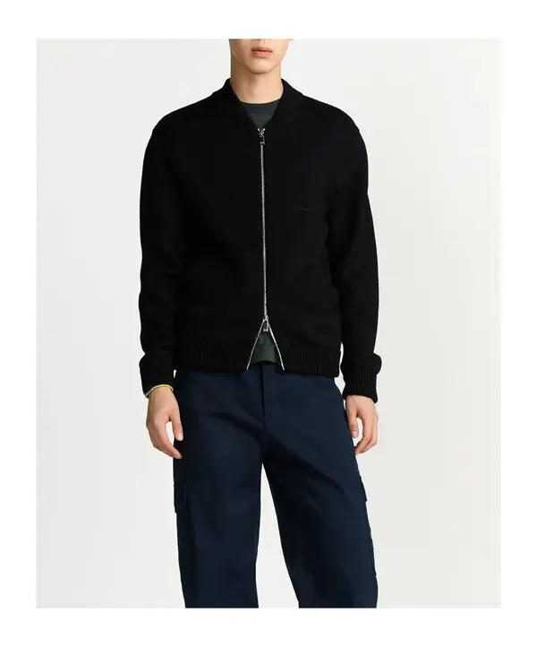 Dior Wool Knit Bomber Jacket With Ribbon Embroidery