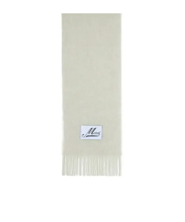 Marni Logo Patch Fringed-edge Scarf - Grey