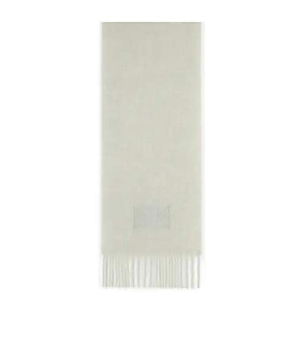 Marni Logo Patch Fringed-edge Scarf - Grey