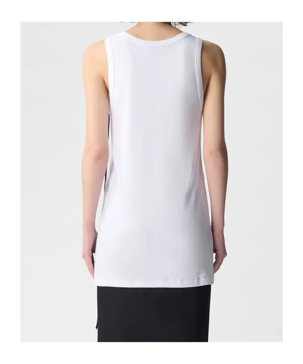 ANN DEMEULEMEESTER Seva Printed Tank Top With Detachable Ribbon - White