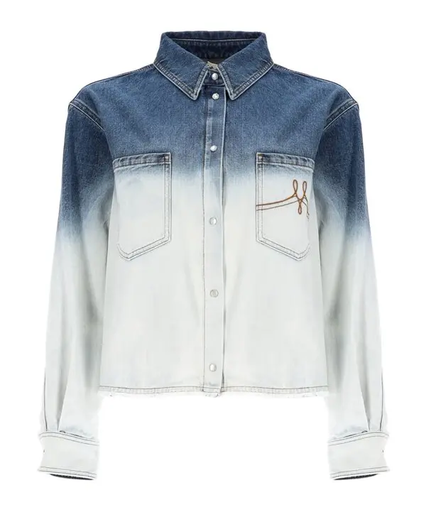 Marni Gradient Cropped Denim Jacket - White