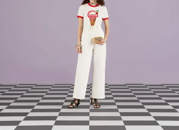 Gucci Ice Cream Sequin Embroidered T-shirt - Ivory
