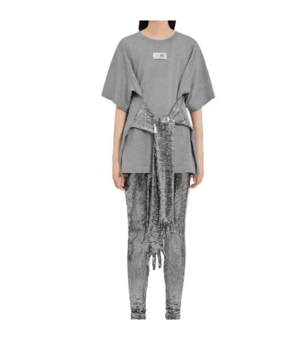 MAISON MARGIELA Round Neck T-shirt With Back Stitch Detail - Gray