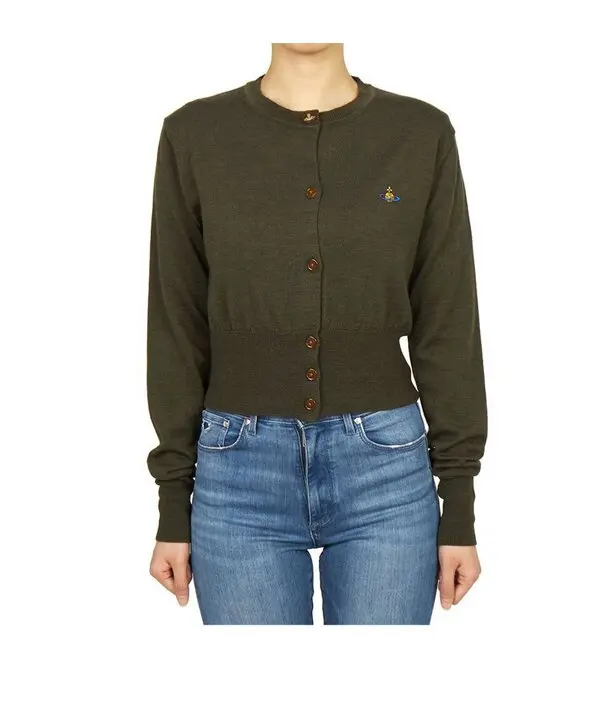 VIVIENNE WESTWOOD Orb Embroidered Cropped Cardigan - Green