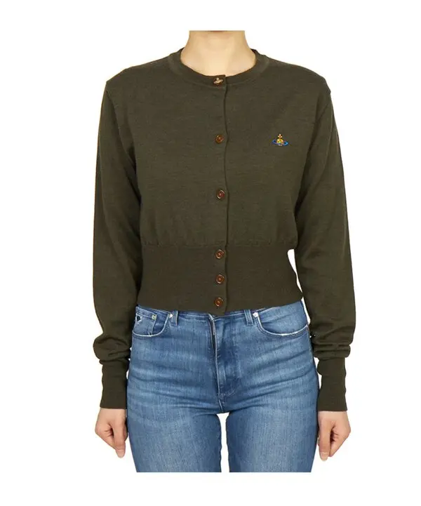 VIVIENNE WESTWOOD Orb Embroidered Cropped Cardigan - Green