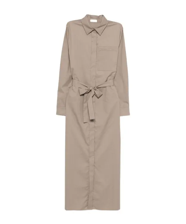 Peserico Long Sleeve Belted Shirt Dress With Side Slits