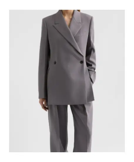 JIL SANDER Gabardine Double Breasted Blazer - Gray