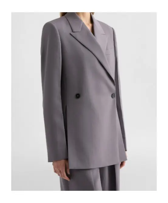 JIL SANDER Gabardine Double Breasted Blazer - Gray