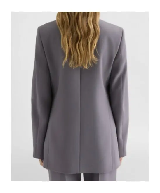 JIL SANDER Gabardine Double Breasted Blazer - Gray