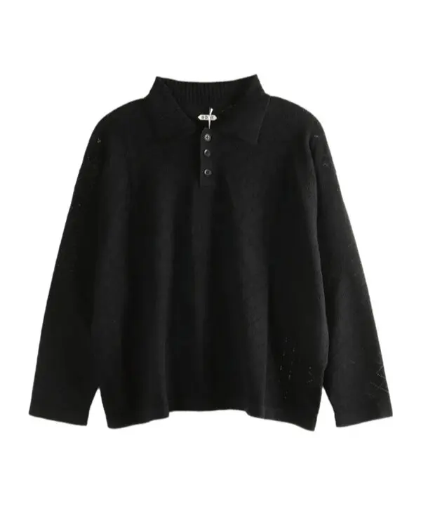 BODE Open-knit Collared Polo Shirt With Button Closure