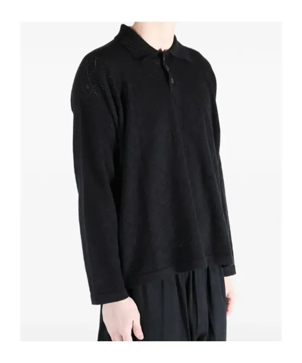BODE Open-knit Collared Polo Shirt With Button Closure