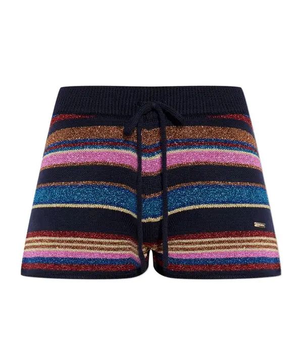 Dsquared2 Lurex Thread Striped Knitted Shorts - Black