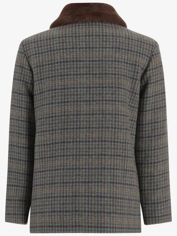 Bonpoint Checked Buttoned Jacket - Black