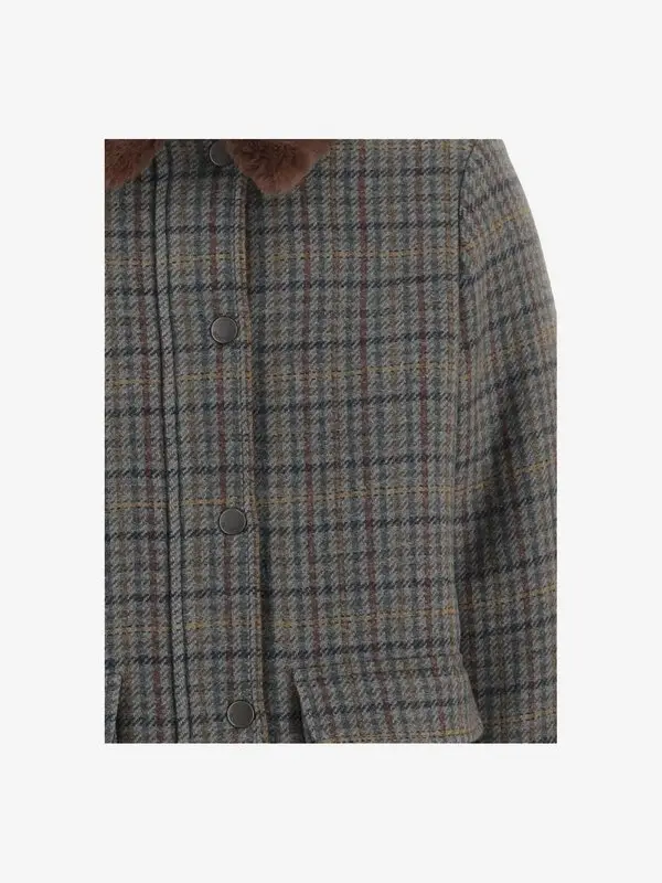 Bonpoint Checked Buttoned Jacket - Black