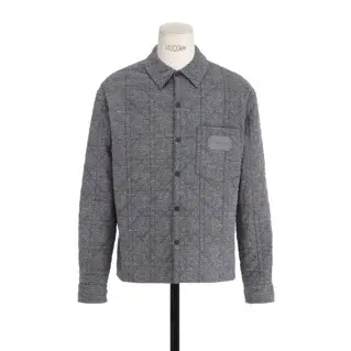 Dior Cannage Overshirt With Embroidery - Gray