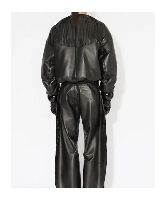 Alaïa Fringed Leather Bomber Jacket