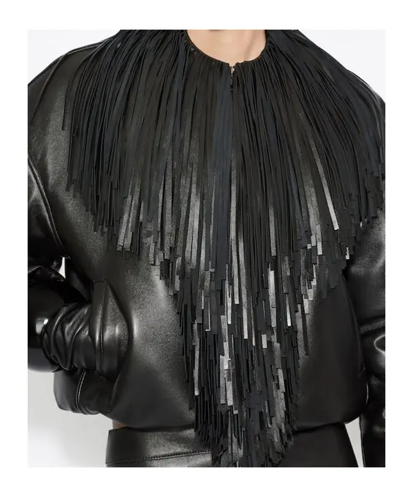 Alaïa Fringed Leather Bomber Jacket