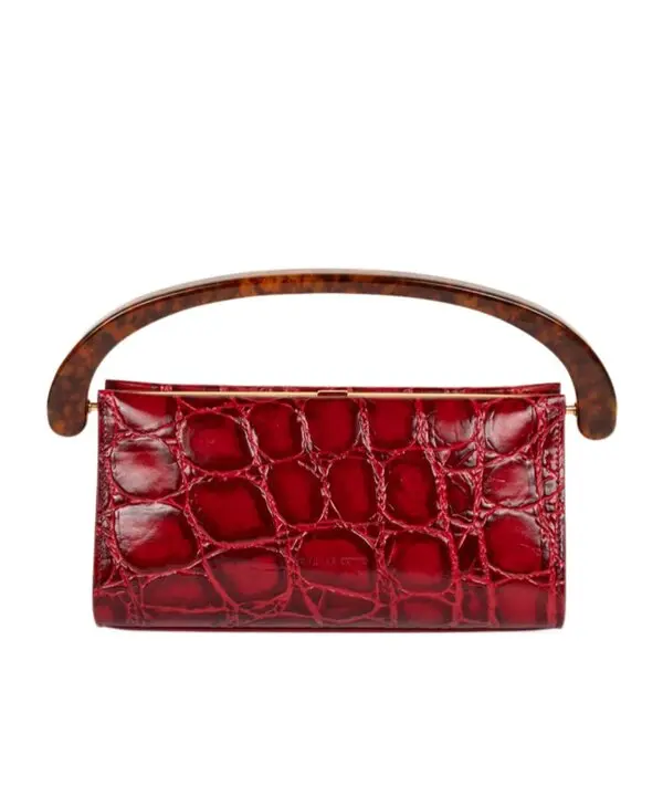Dries Van Noten Embossed Leather Top Handle Bag With Detachable Strap