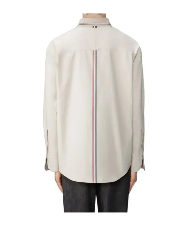 Thom Browne Rwb Striped Curved Hem Shirt