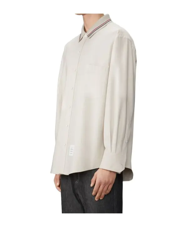 Thom Browne Rwb Striped Curved Hem Shirt