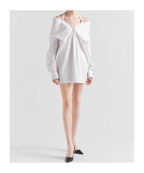 Prada Oversized Long-sleeved Shirt With Enamelled Triangle Logo