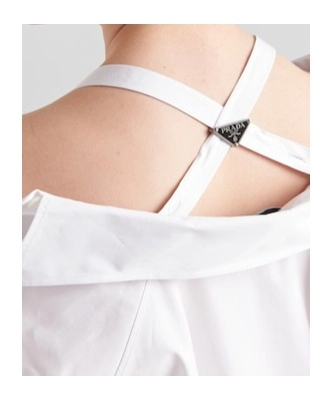 Prada Oversized Long-sleeved Shirt With Enamelled Triangle Logo