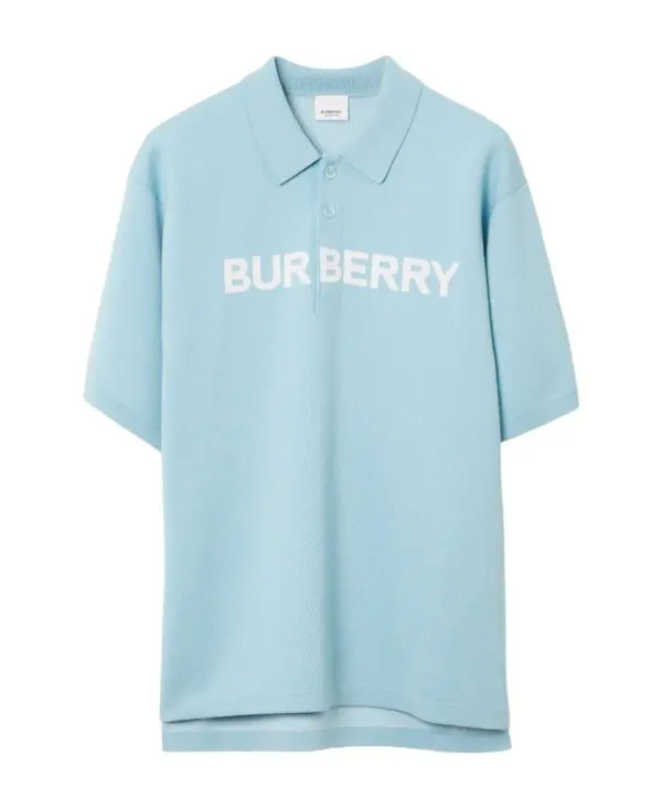 Burberry Logo Detail Wool Cotton Polo Shirt