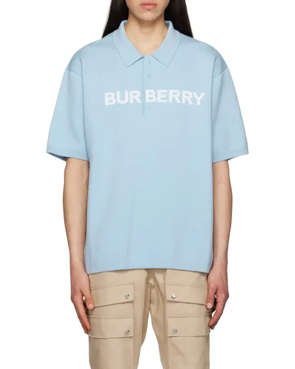 Burberry Logo Detail Wool Cotton Polo Shirt