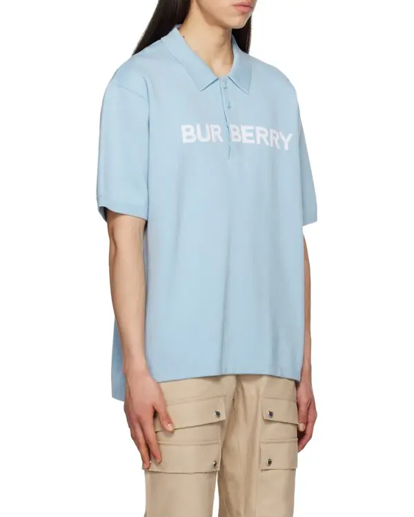 Burberry Logo Detail Wool Cotton Polo Shirt