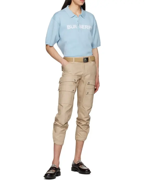 Burberry Logo Detail Wool Cotton Polo Shirt