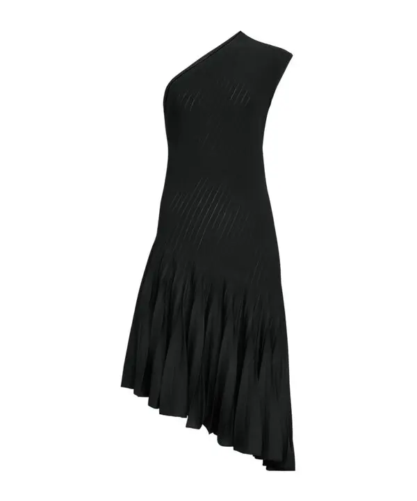 Alaïa Ribbed One-shoulder Asymmetric Mini Dress