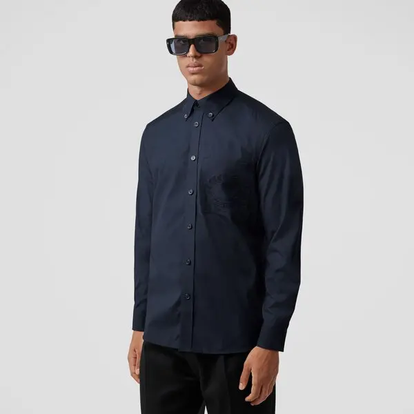 Burberry Logo-embroidered Long-sleeved Shirt
