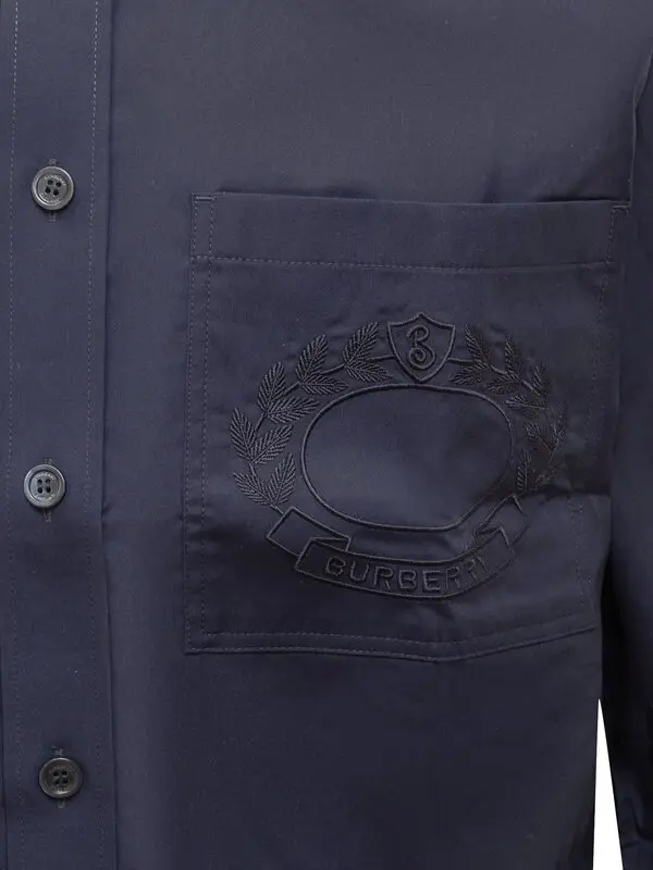 Burberry Logo-embroidered Long-sleeved Shirt