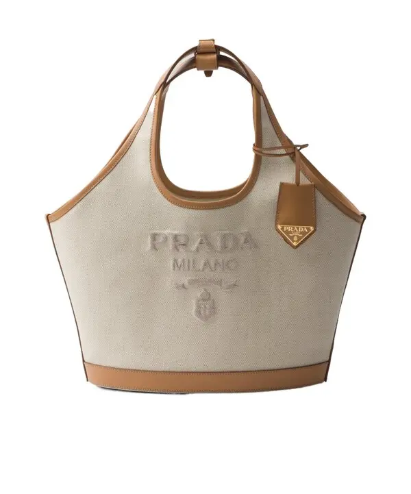 Prada Logo Printed Medium Top Handle Bag