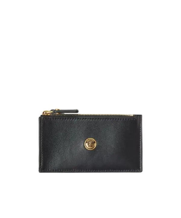 Versace Emblème Zipped Card Holder - Black