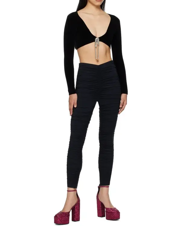 Alexander Wang Long-sleeved Cropped Cardigan With Crystal Embellishments