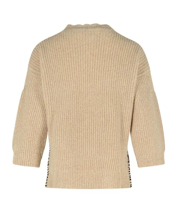 Marni Logo Embroidered Knitted Jumper - Beige