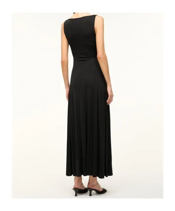 Staud Sleeveless Maxi Dress With Pleated Full Skirt