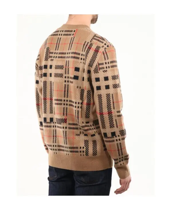 Burberry Contrast Check Cashmere Jacquard Jumper - Green