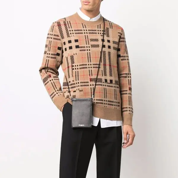 Burberry Contrast Check Cashmere Jacquard Jumper