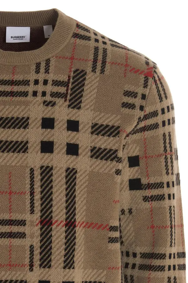 Burberry Contrast Check Cashmere Jacquard Jumper