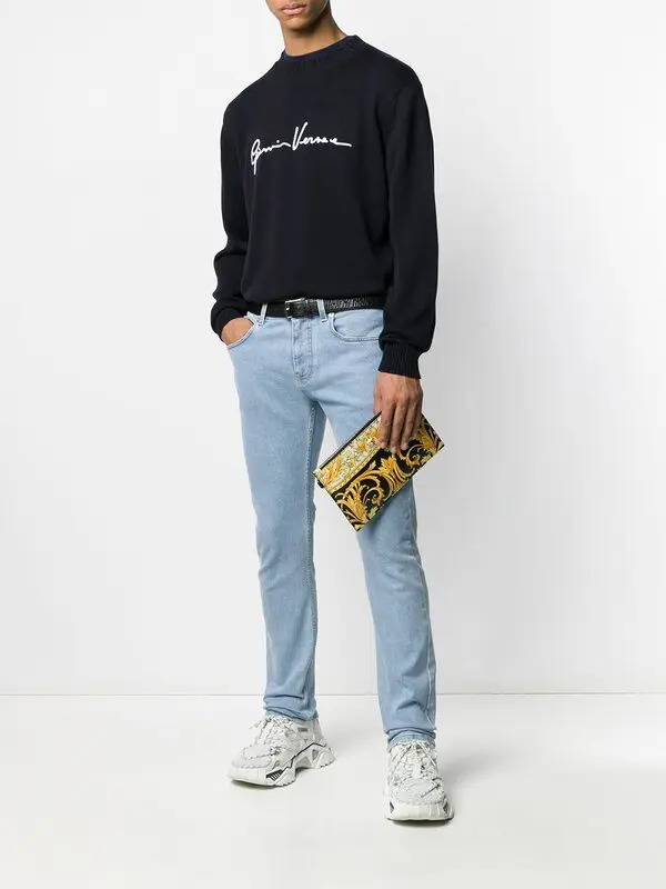 Versace Logo Embroidered Jumper